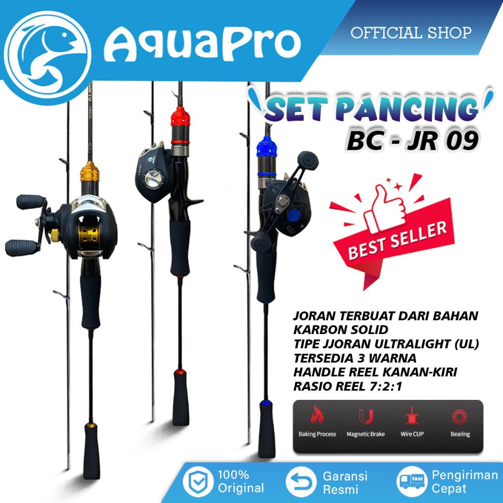 Jual Paket Set Joran Pancing UltraLight JR09 Bait Casting 150M 165M ...