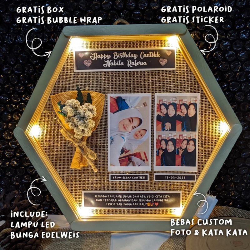 Jual Kado Unik Custom GRATIS BOX & STICKER Kado Hexa Frame/Kado Ulang ...