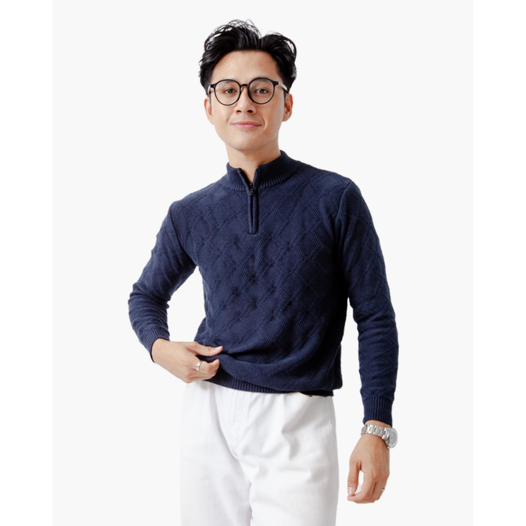 Jual Gomuda Sweater Rajut Pria Cable Diamond Zip Mockneck Knitwear ...