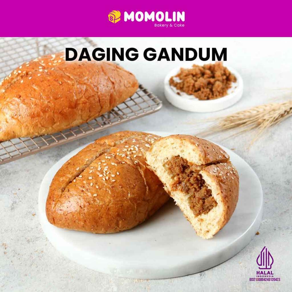 Jual Momolin Bakery Roti Gandum Daging | Roti Sehat | Camilan Sehat ...