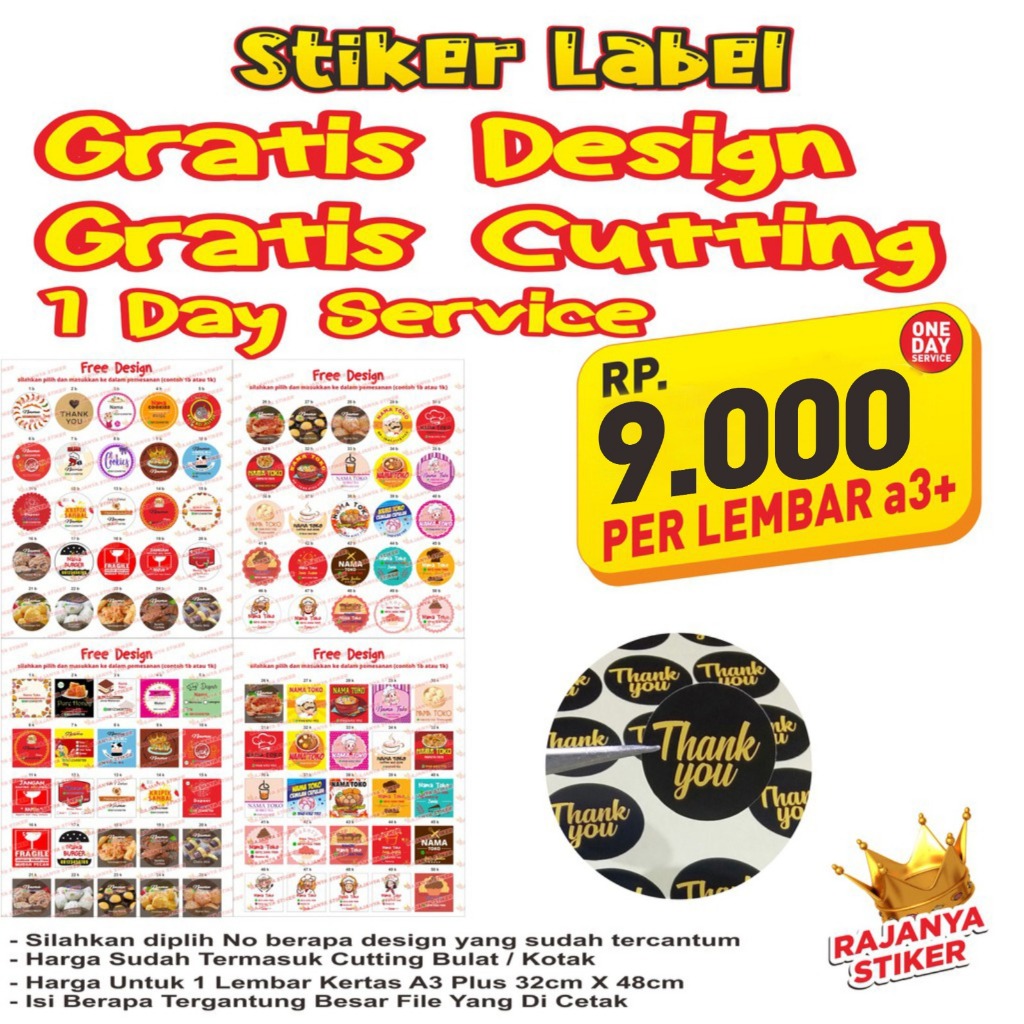 Jual 3 CETAK STIKER LABEL OLSHOP CUSTOM VINYL KOTAK MINUMAN MAKANAN ...