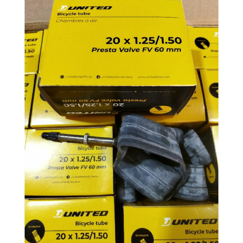 Jual ban dalam sepeda 20 x 125 /150 United FV 60mm | Shopee Indonesia