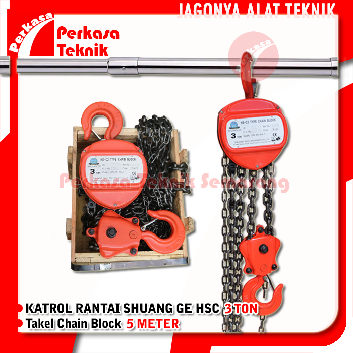 Jual SHUANG GE HSC Katrol Rantai 3 TON 5 METER Takel Chain Block 3T x ...