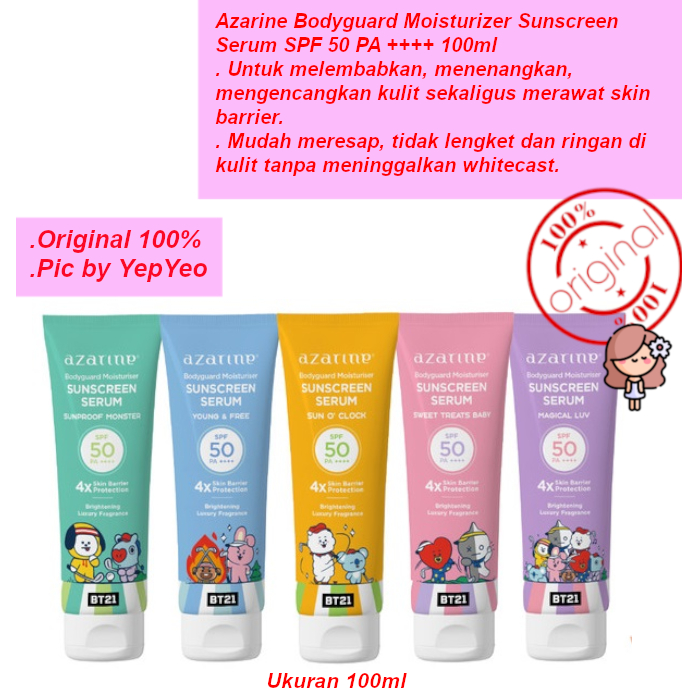 Jual Azarine Bodyguard Moisturizer Sunscreen Serum SPF 50 PA++++ 100ml ...