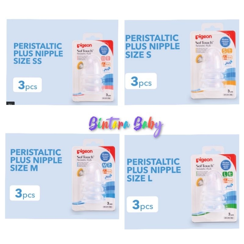 Jual ISI 3 Pigeon Peristaltic Plus Soft Touch Size L 6m+ / Dot Pigeon wide neck / Karet Botol ...