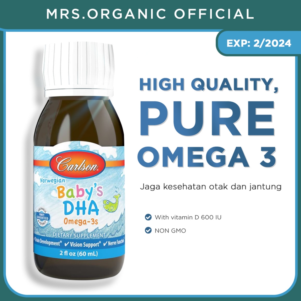 Jual CARLSON Baby DHA 920mg with D3 60ml - omega fish oil minyak ikan ...