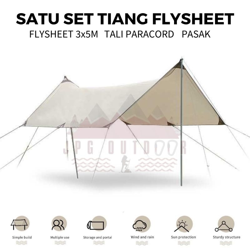 Jual Set Tiang Flysheet Tenda Camping Kanopi Shelter Waterproof Bonus ...