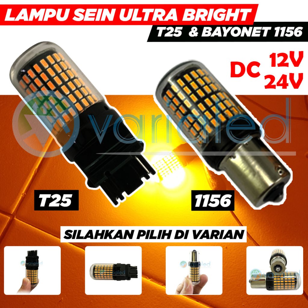 Jual Lampu Sein Led Bayonet Ultra Bright Canbus Kuning Mobil PNP 1156 T20 T25 144 Titik SMD 4014 ...