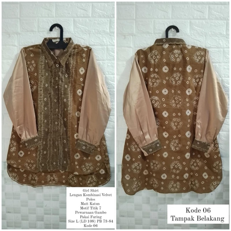 Jual Kemeja Jumputan Kombinasi Motif Titik Tujuh Gambo | Shopee Indonesia