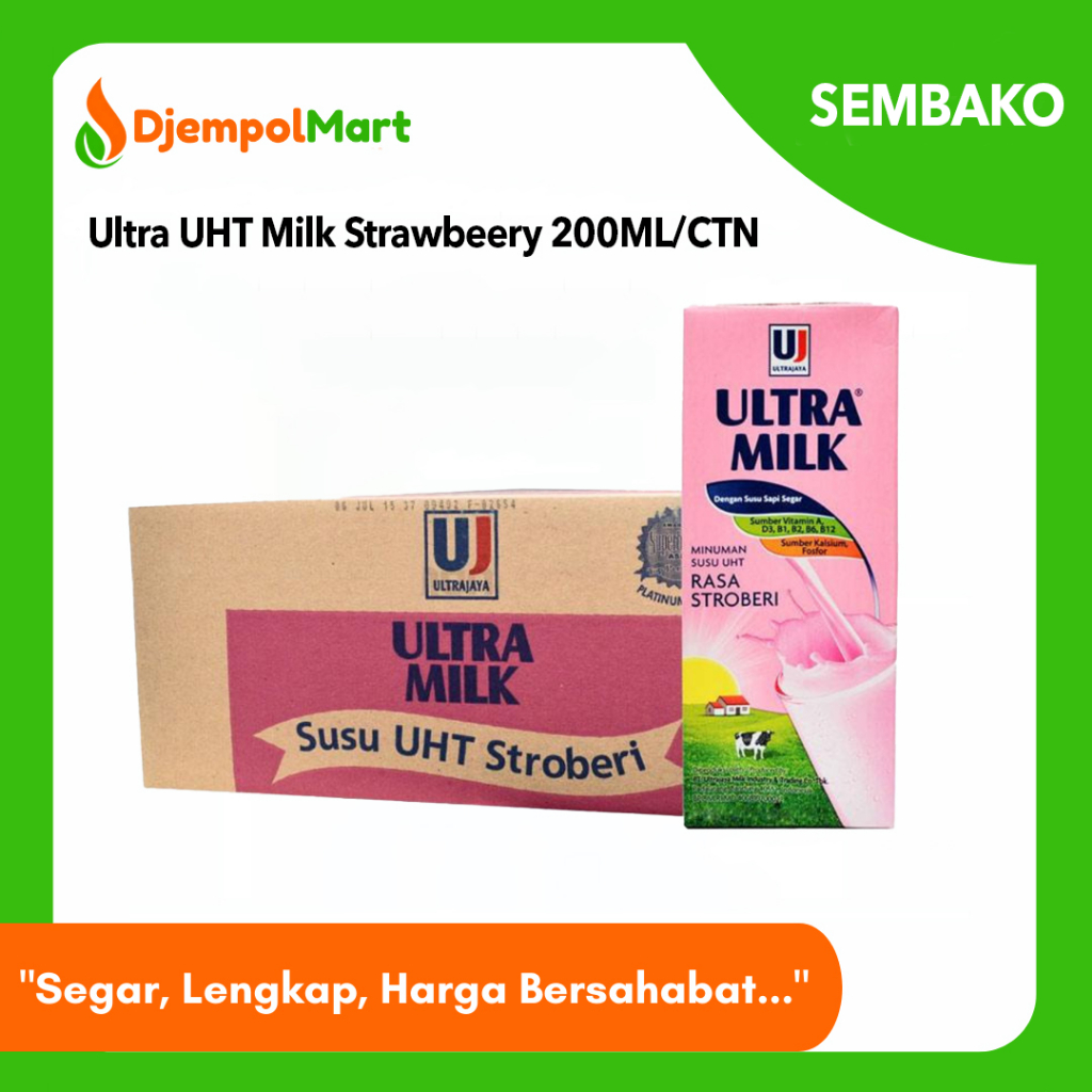Jual Ultra Milk Susu UHT Strawberry 200ml 1 Karton | Shopee Indonesia