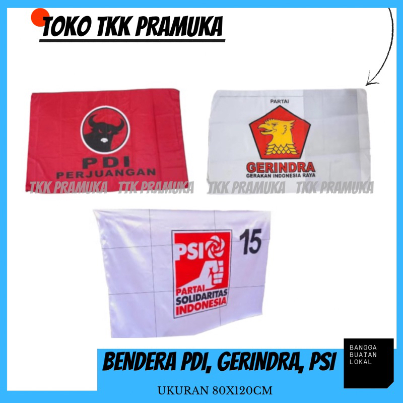 Jual Bendera PDI / PSI / GERINDRA ukuran 80x120cm | Shopee Indonesia