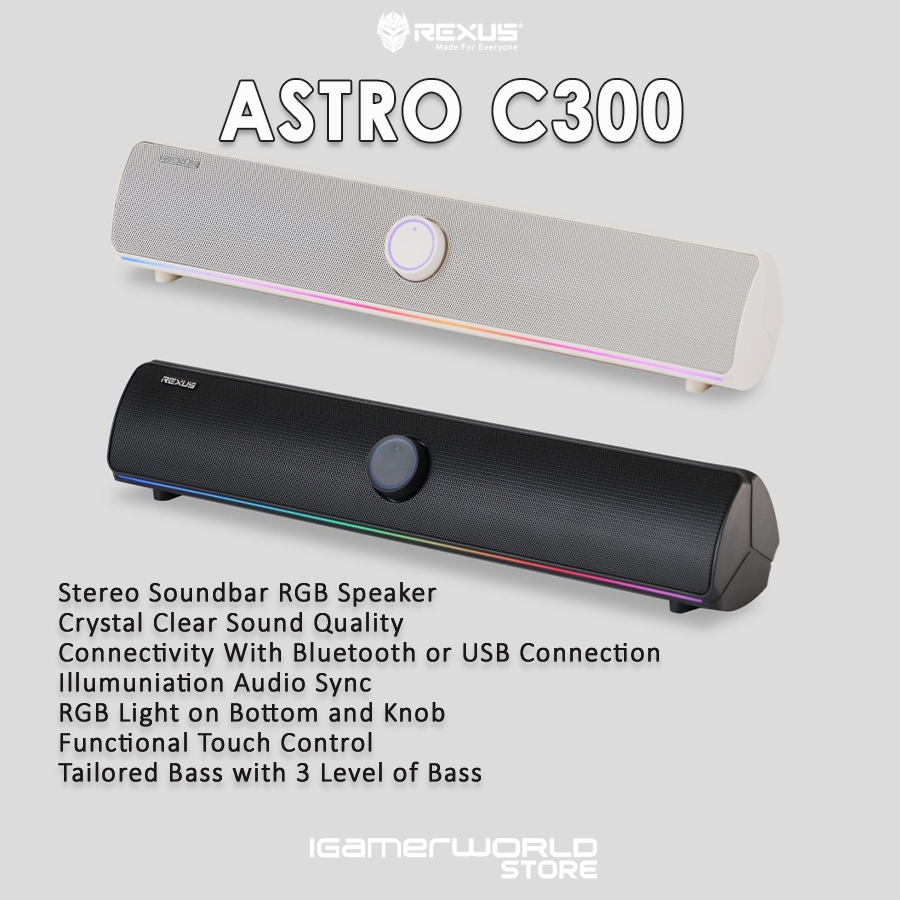 Jual Rexus Astro C300 RGB USB Bluetooth Soundbar Speaker | Shopee Indonesia