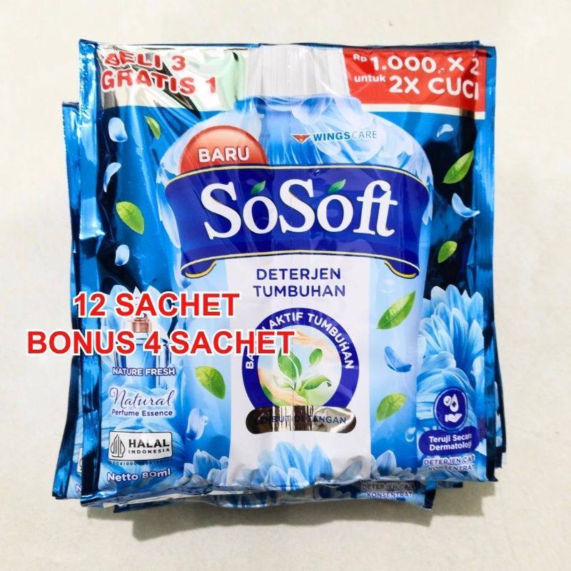 Jual [16 SACHET] SoSoft Detergen Cair Sabun Cuci Detergent Tumbuhan | Shopee Indonesia
