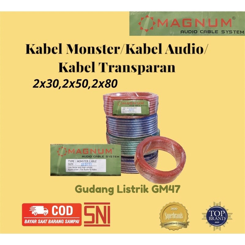 Jual Kabel Monster Kabel Transparan Kabel Audio Speaker 2x30, 2x50 ...
