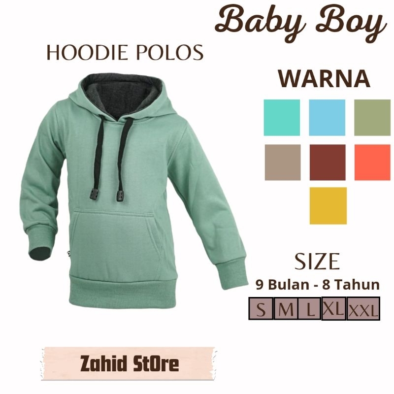 Jual BABY BOY | Hoodie polos bahan PREMIUM FLEECE Untuk Umur 9 bulan ...
