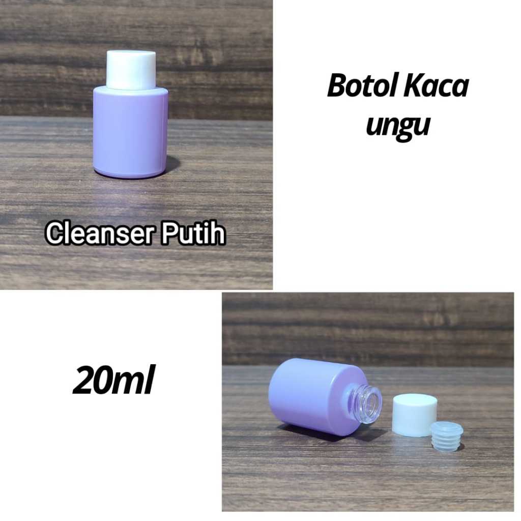 Jual Botol Kaca Ungu 20ml Botol Skincare Botol Cleanser Putih Botol ...