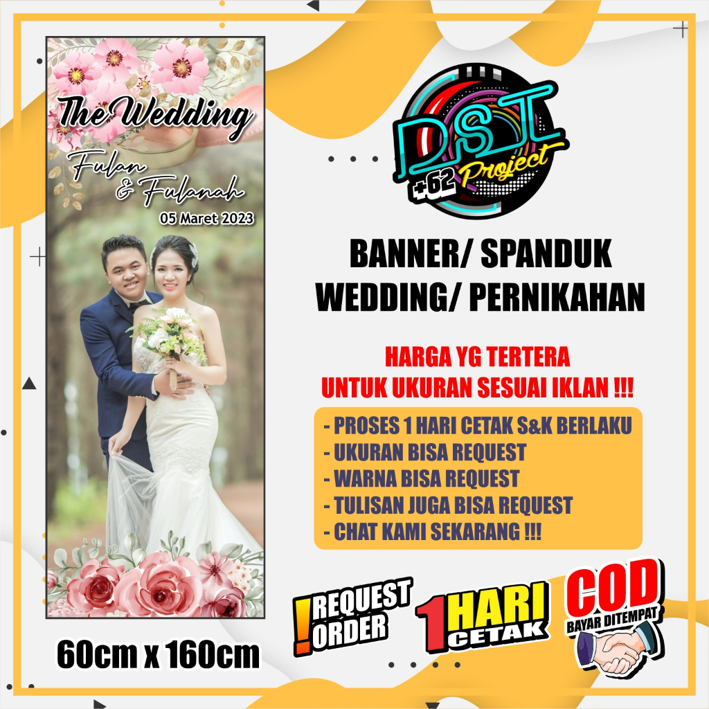Jual BANNER / SPANDUK WEDDING PERNIKAHAN MODEL D 60 x 160 | Shopee ...