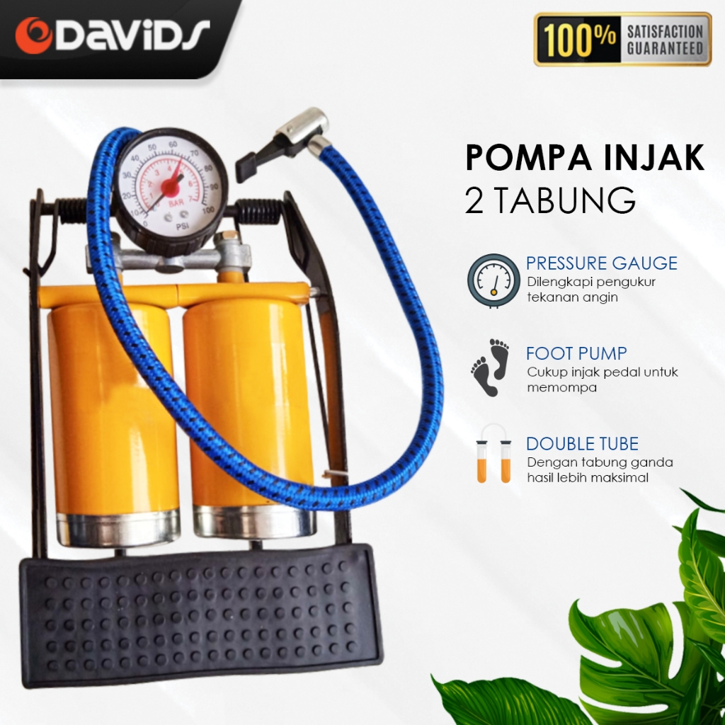 Jual Pompa Injak Ban Mobil Sepeda Motor Kompa Angin Manual 2 Tabung ...