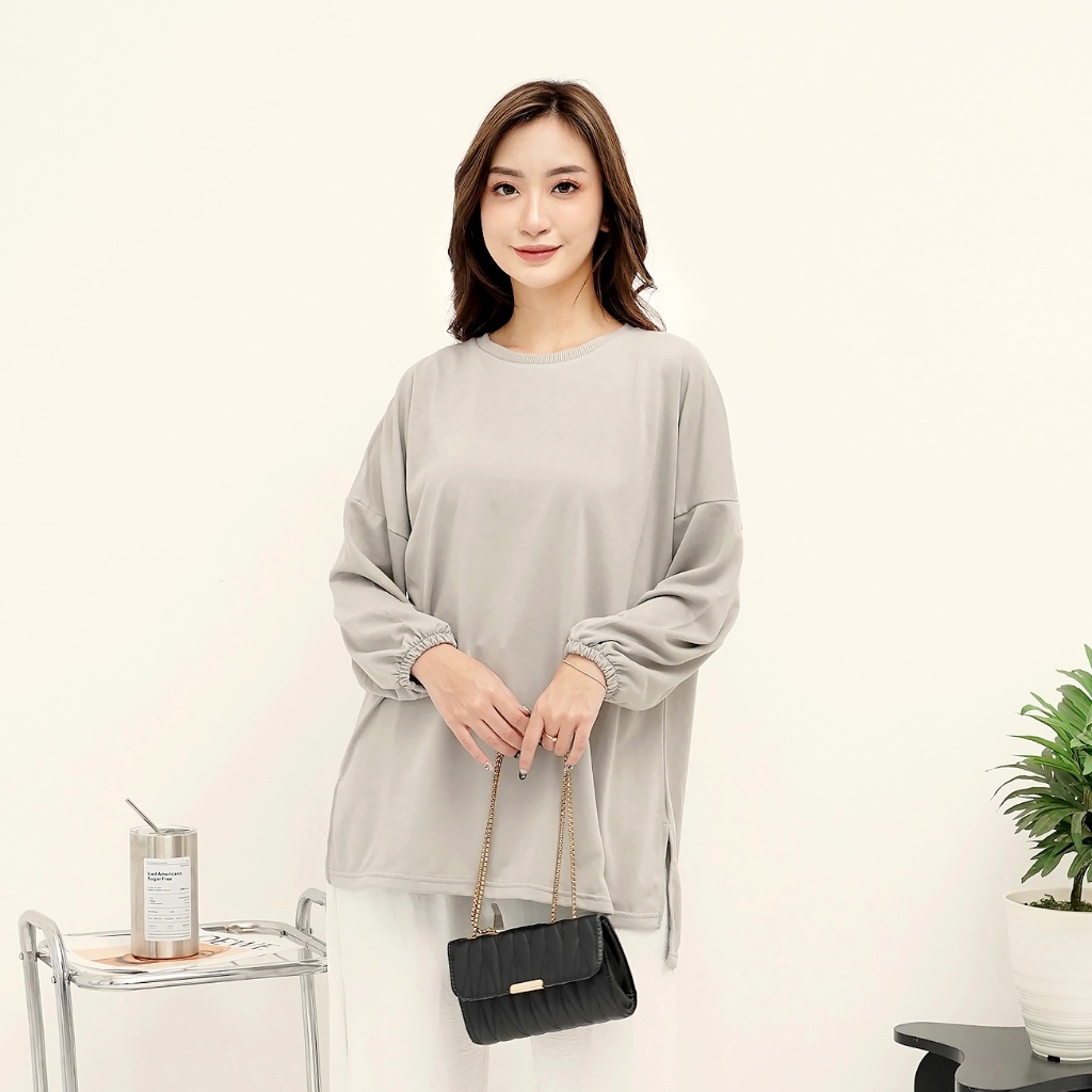 Jual YUMKA Atasan Blouse Kaos Wanita Oversize OOTD Casual | Shopee ...