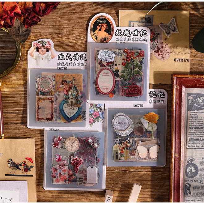 Jual Retro Impression Design Sticker Sets / Sticker Bahan PVC aesthetic ...