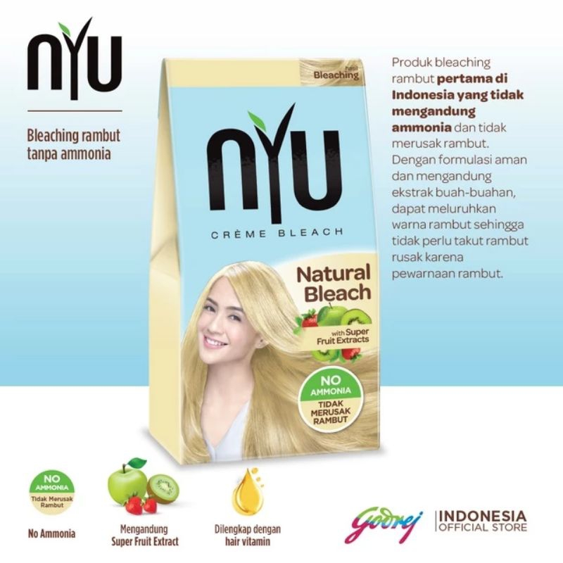 Jual Nyu Creme Hair Colour Natural Bleach Nyu Krim Pewarna Rambut Nyu ...