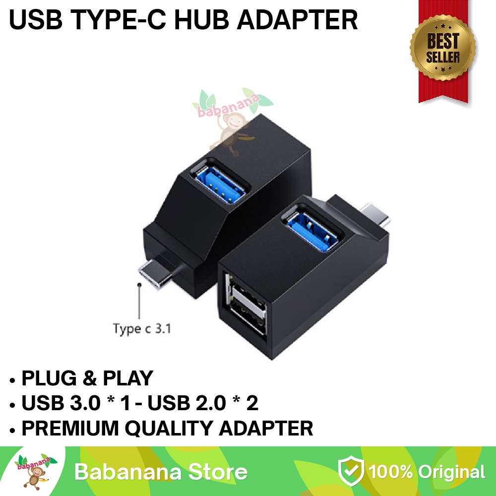 Jual USB TYPE-C HUB Extension to 3 Ports Splitter Extender 3.0 Adapter ...