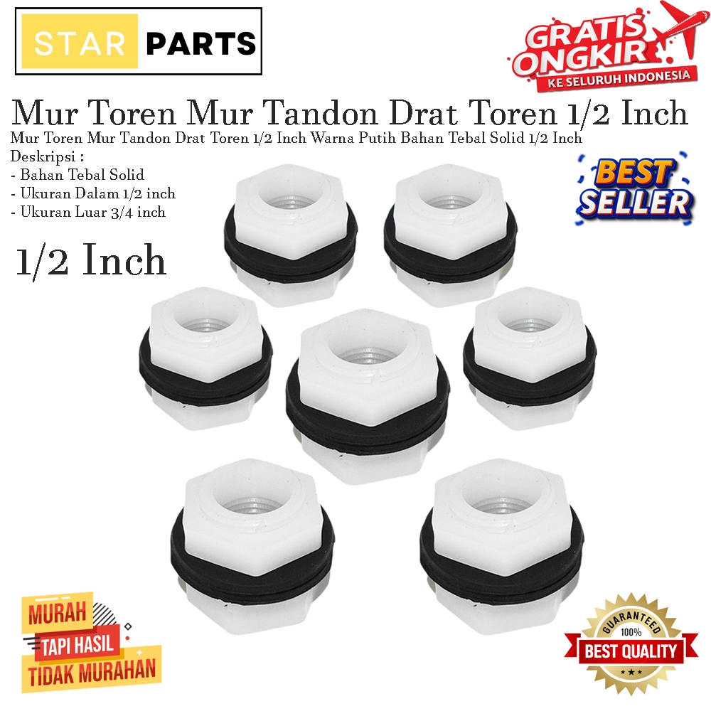 Jual Mur Toren Mur Tandon Drat Toren 1/2 Inch Warna Putih Bahan Tebal ...