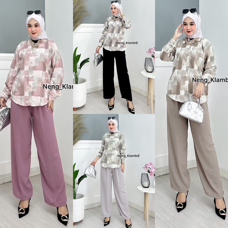 Jual Setelan Kringkel Motif KOTAK ABSTRAK One Set Wanita Kekinian ...