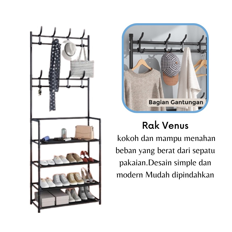 Jual Rak Baju Rak Sepatu Susun Stand Hanger Topi Tas Gantung Ukuran 48 ...