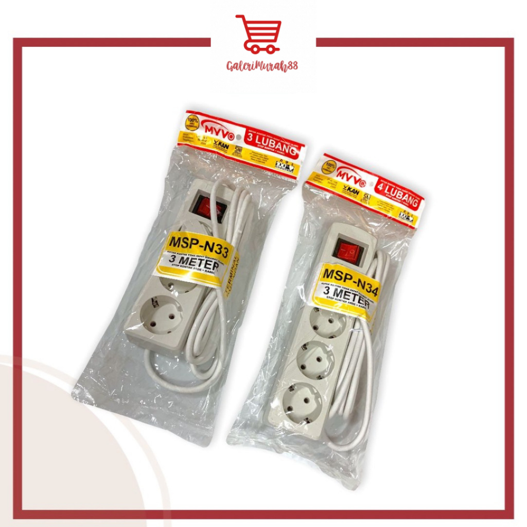 Jual Stop Kontak Kabel Switch MSP-N33 3M 3L Myvo Stop Kontak Arde ...