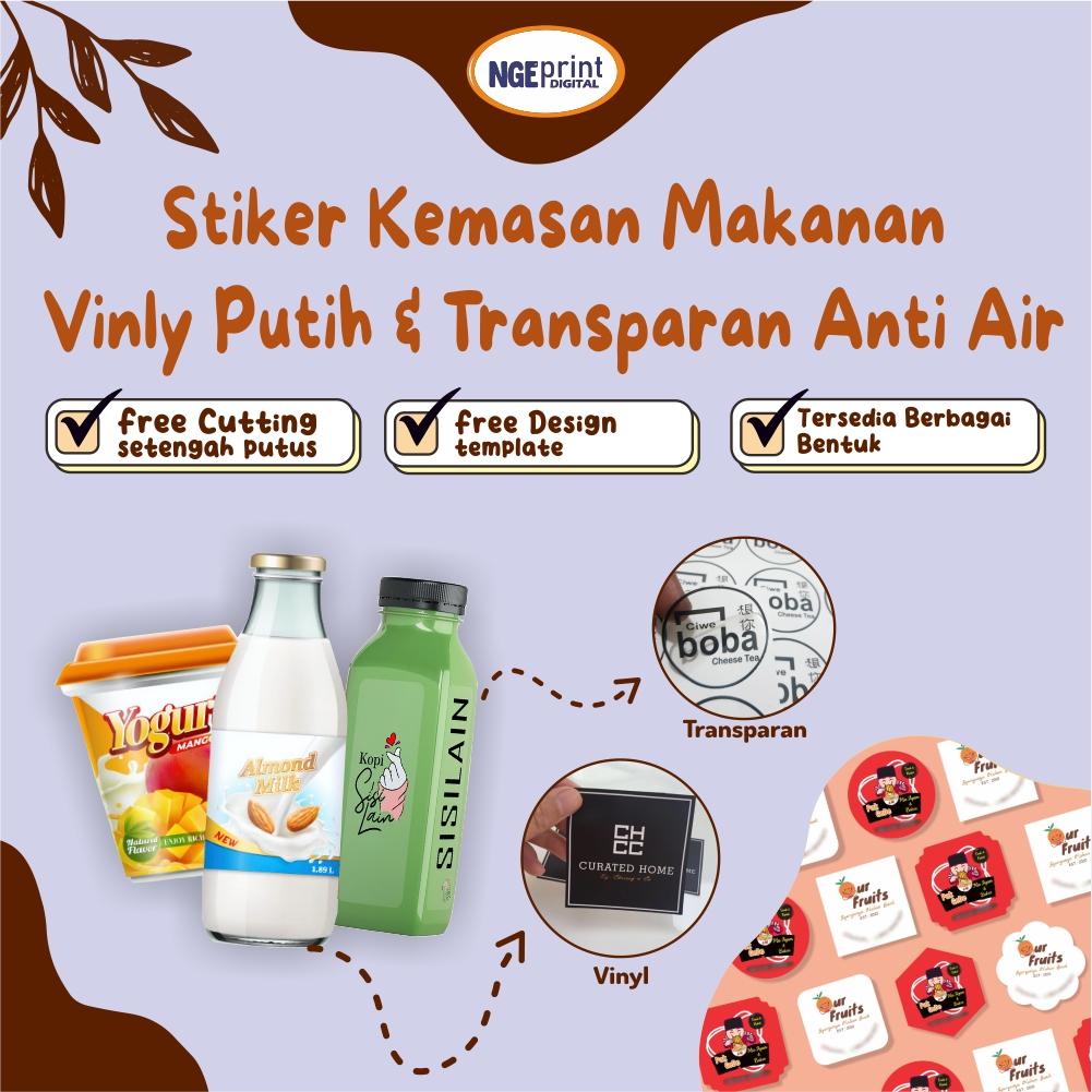 Jual Stiker Kemasan (ANTI AIR) / Stiker Kemasan Makanan Vinyl Putih ...
