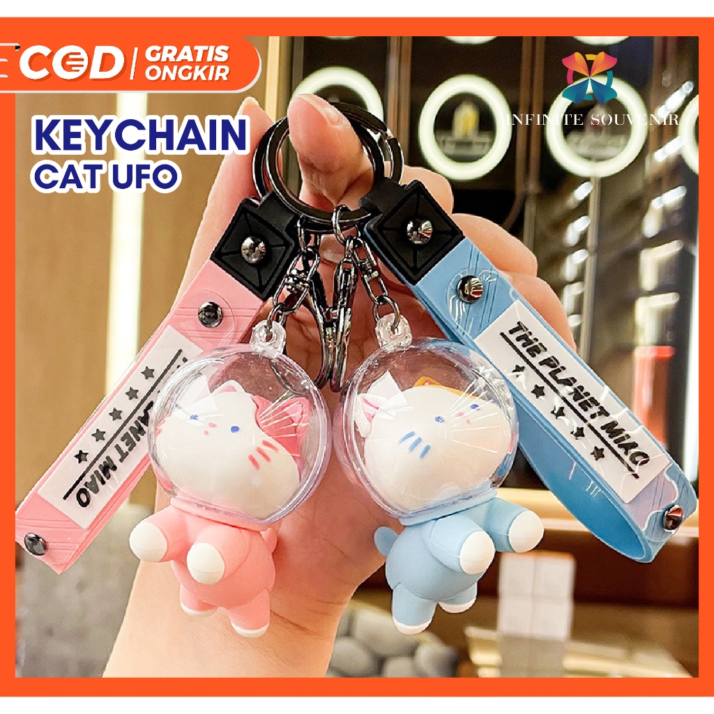Jual Keychain Cat Ufo / Gantungan Kunci Kucing Ufo / Ganci The Planet ...