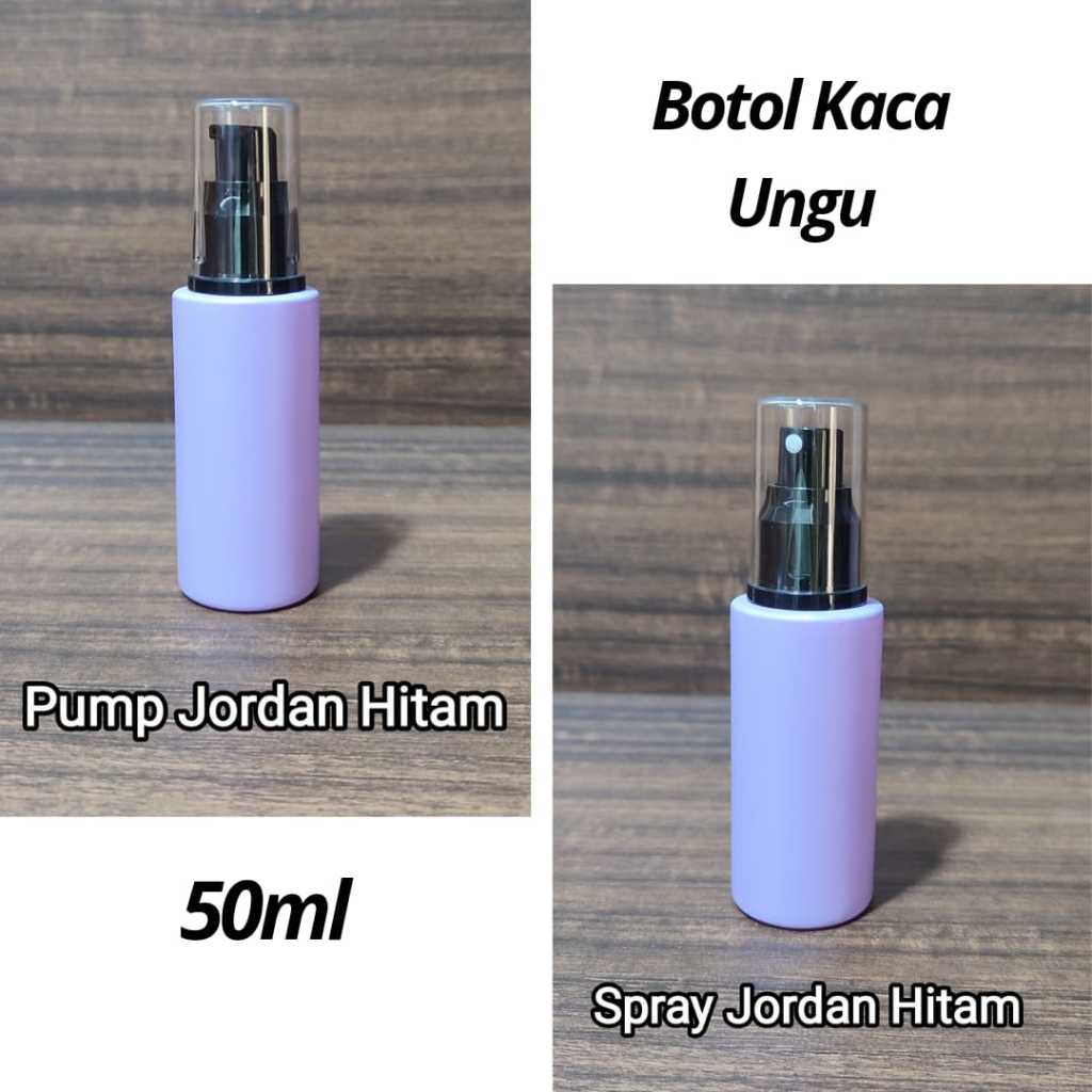 Jual Botol kaca Ungu 50ml Botol Skincare Botol Tutup Spray Pump Hitam ...