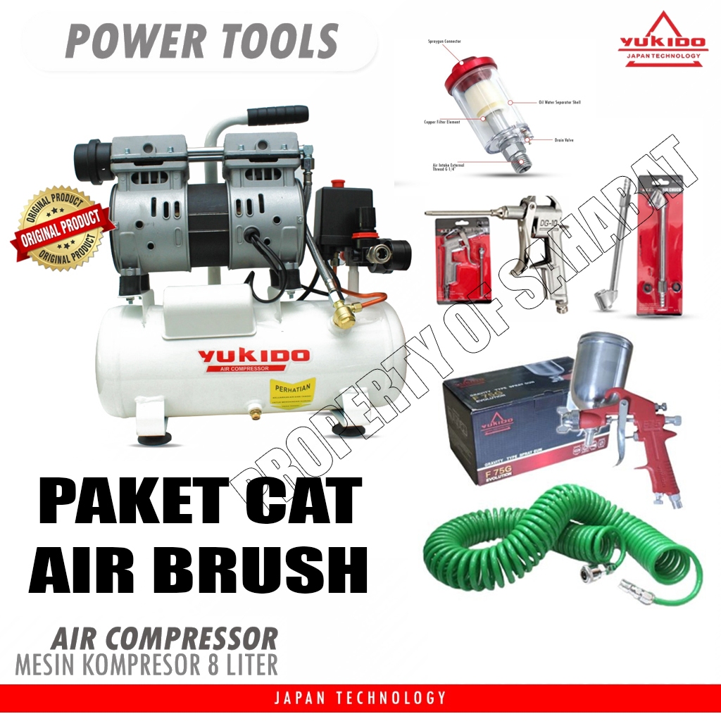 Jual PROMO!! PAKET LENGKAP ( 5 ITEM) BENGKEL TUKANG CAT Mesin Kompresor ...