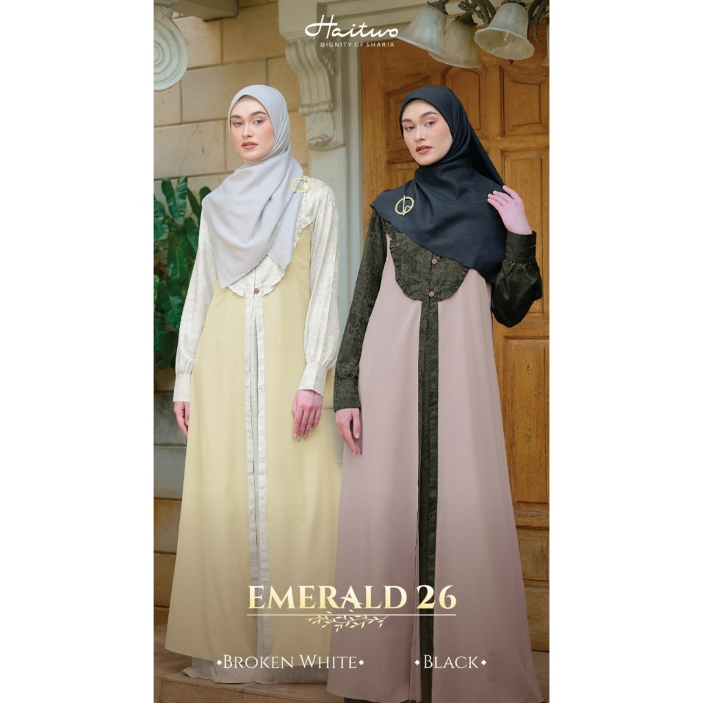 Jual Emerald 026 - Gamis premium Haitwo simpel - dress kondangan ...