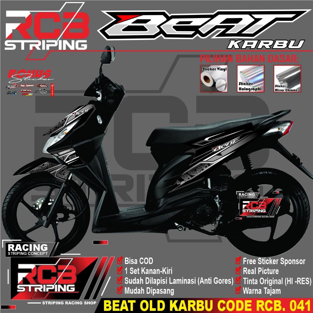 Jual Sticker Striping variasi vinyl/hologram Beat Old Karbu Striping ...