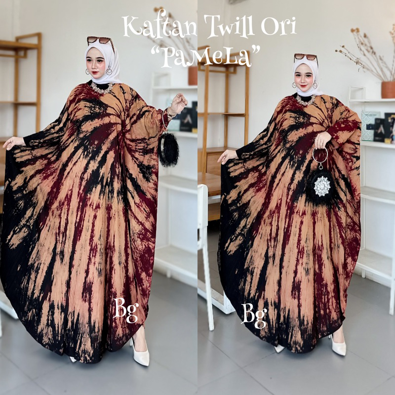Jual Kaftan Twill Ori Bg Collection Motif Pamela coklat | Shopee Indonesia