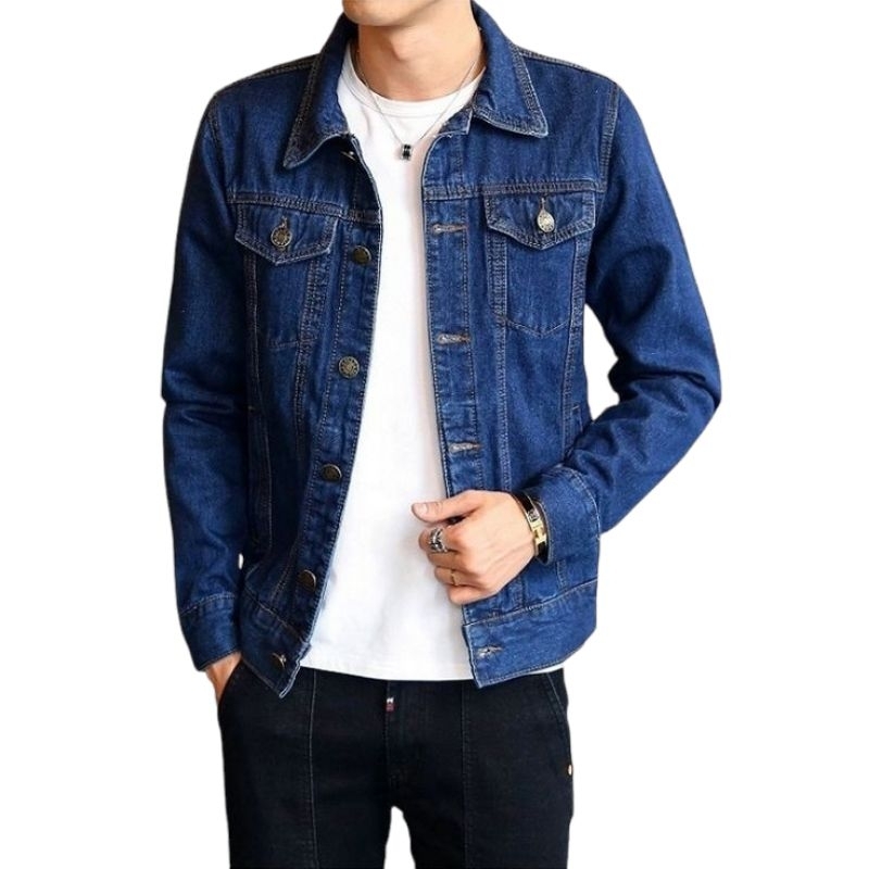 Jual Jaket Denim jeans biru nyaman dan keren model terbaru | Shopee ...
