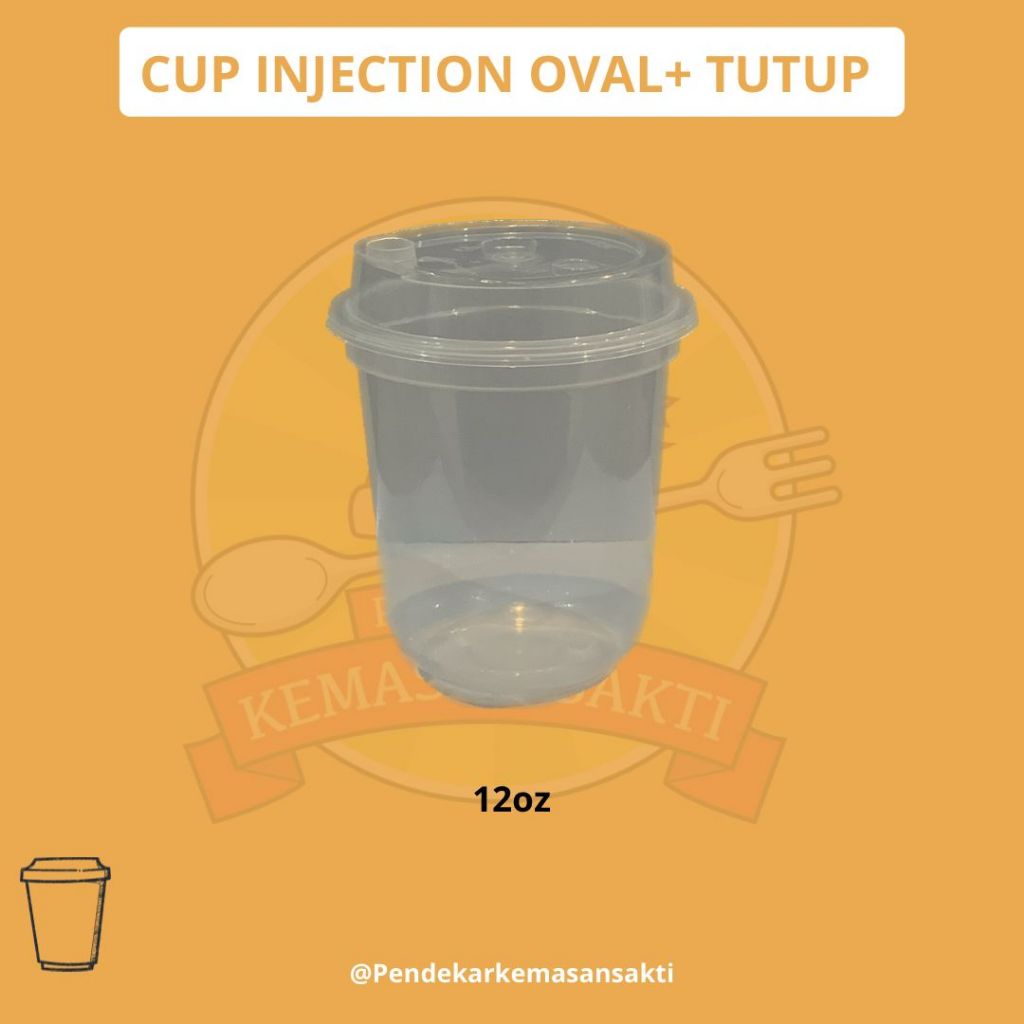 Jual Cup Injection + Tutup 12 14 16 oz Oval / Gelas Plastik Thinwall PP ...