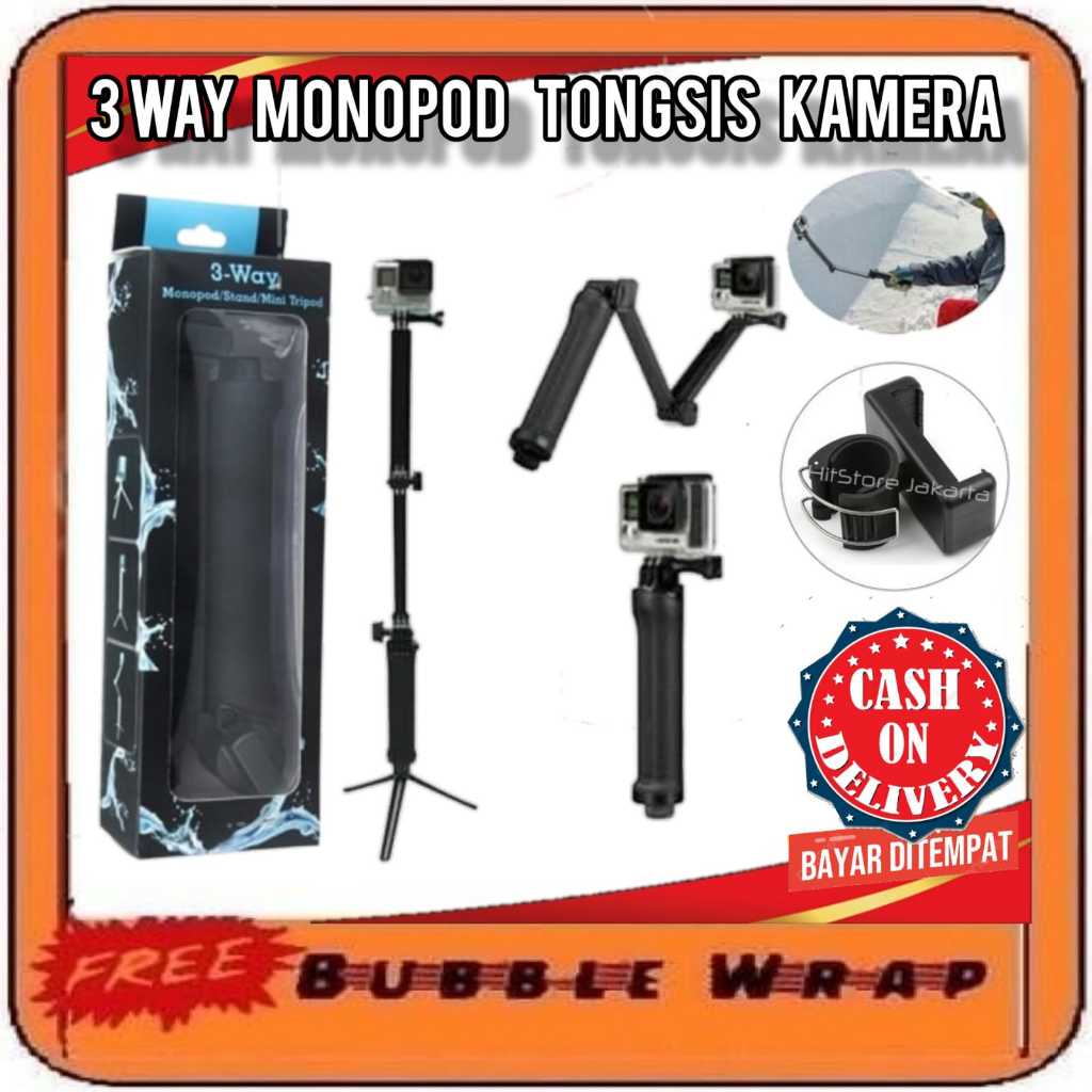 Jual COD monopod tongsis tripod 3 way actioncam action camera brica bpro5 xiaomi yi action cam ...