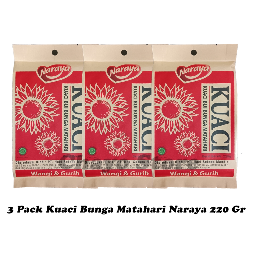 Jual Kuaci Naraya 220 gr 3 Pack / Kuaci Biji Bunga Matahari Naraya ...