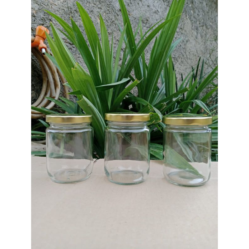 Jual Botol Jar 250ml / Botol Toples kaca 250ml tutup gold | Shopee ...