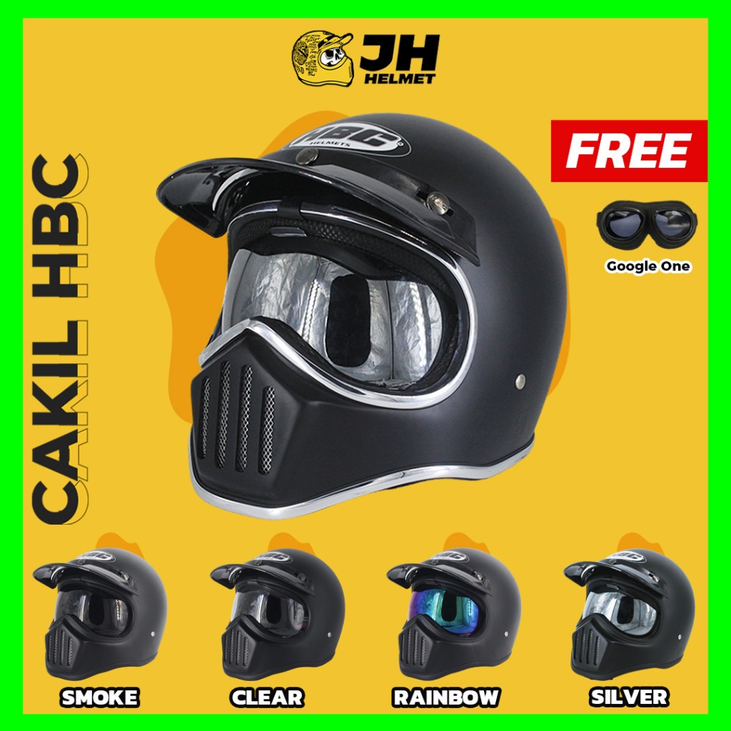 Jual Helm Cakil HBC List Chrome Polos Black Doff + FREE GOGGLE ...