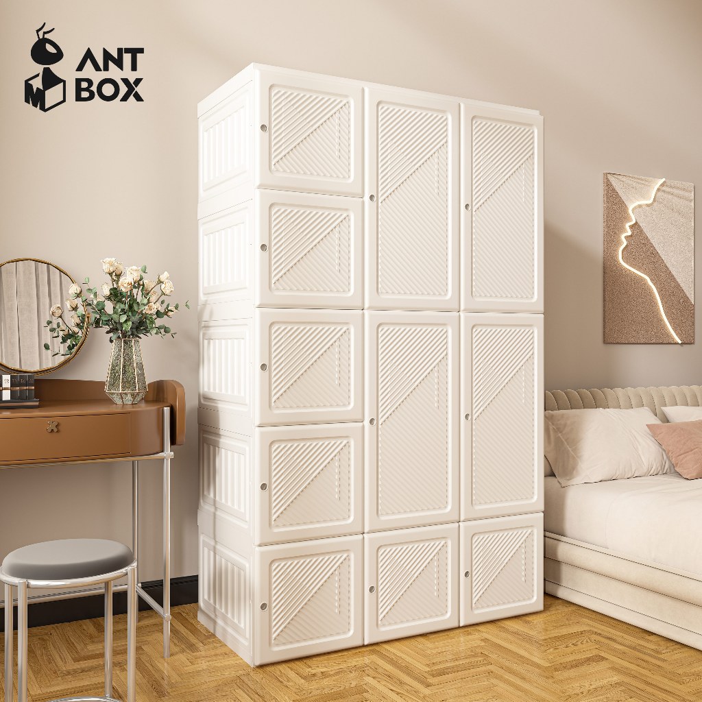 Jual ANTBOX Lemari Pakaian Putih Minimalis 6-15 Box Wardrobe Putih Lemari Baju Plastik Lipat ...