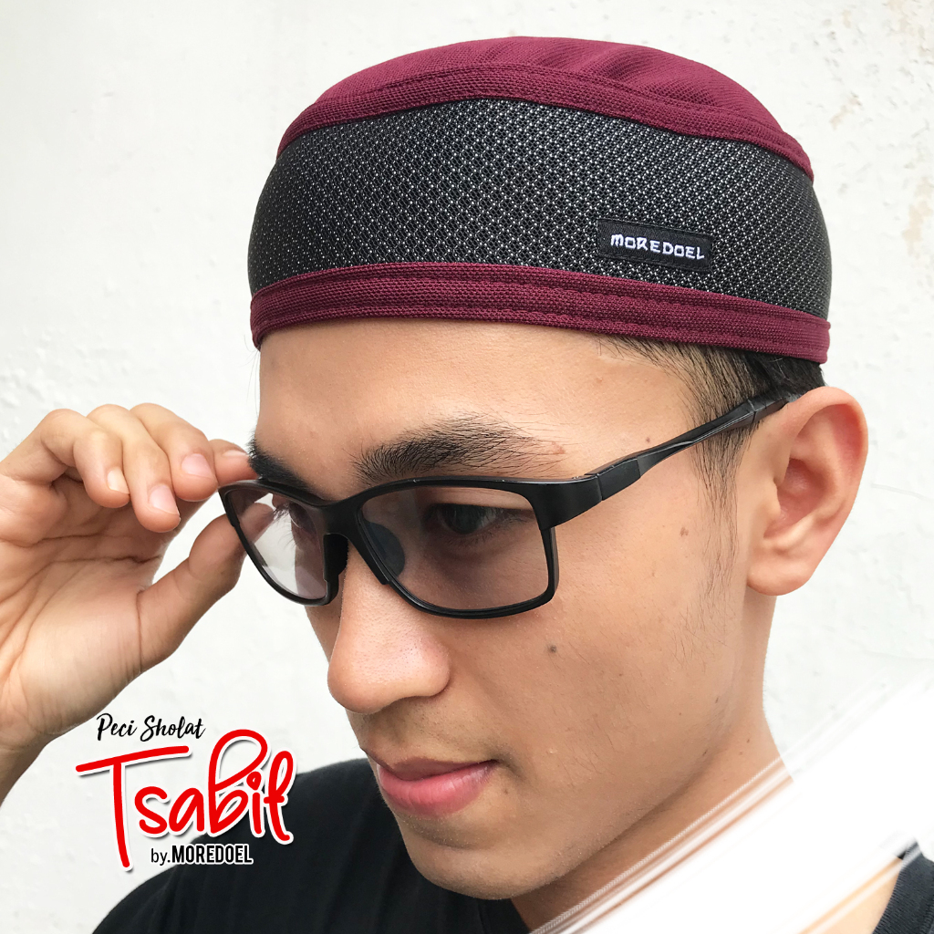 Jual PECI MORE - Kopiah Peci Pria Motif Tsabit Kombinasi Marun dan ...