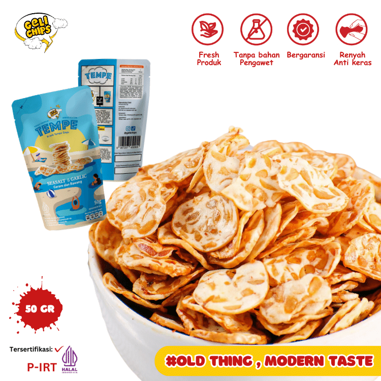 Jual Geli Chips - Keripik Tempe Sagu Rasa Original Seasalt & Garlic 50 ...