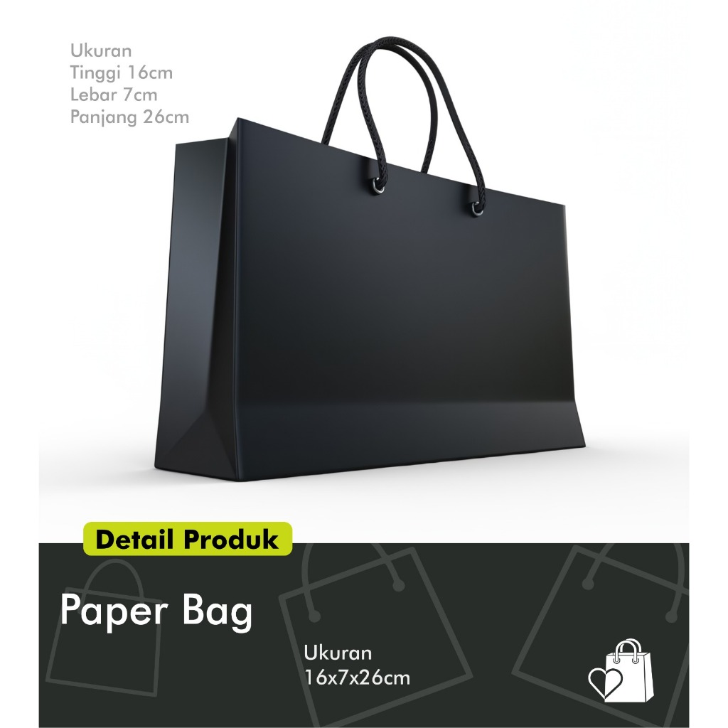 Jual PAPER BAG ART CARTON UK.26x7x16cm PAPER BAG POLOS PAPER BAG HITAM ...
