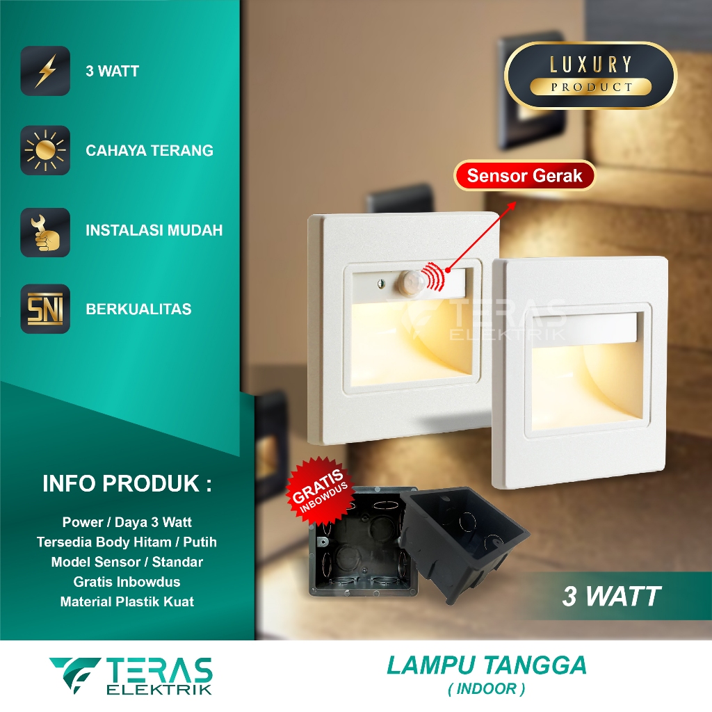Jual Lampu tangga led 3 Watt step light Cahaya Warmwhite 3000k Body ...