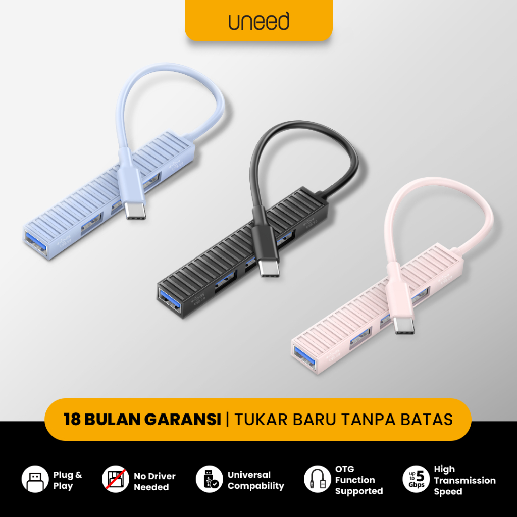 Jual UNEED USB Hub Type C to 4 Port USB A 3.0 High Speed 5Gbps - UUH105 ...