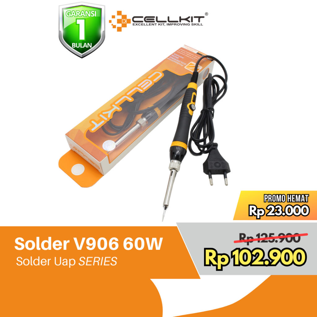 Jual CELLKIT Solder Listrik 30W 60W Solder Tangan V905 V906 + Lampu Indikator | Shopee Indonesia